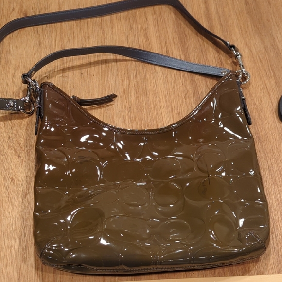 Coach | Bags | Coach Enamel 2way Gray Patent Leather Hobo Shoulder Bag ...